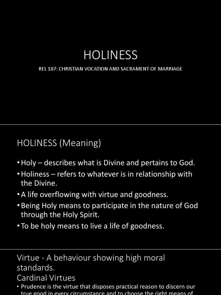 Holiness: Rel 107: Christian Vocation and Sacrament of Marriage | PDF ...