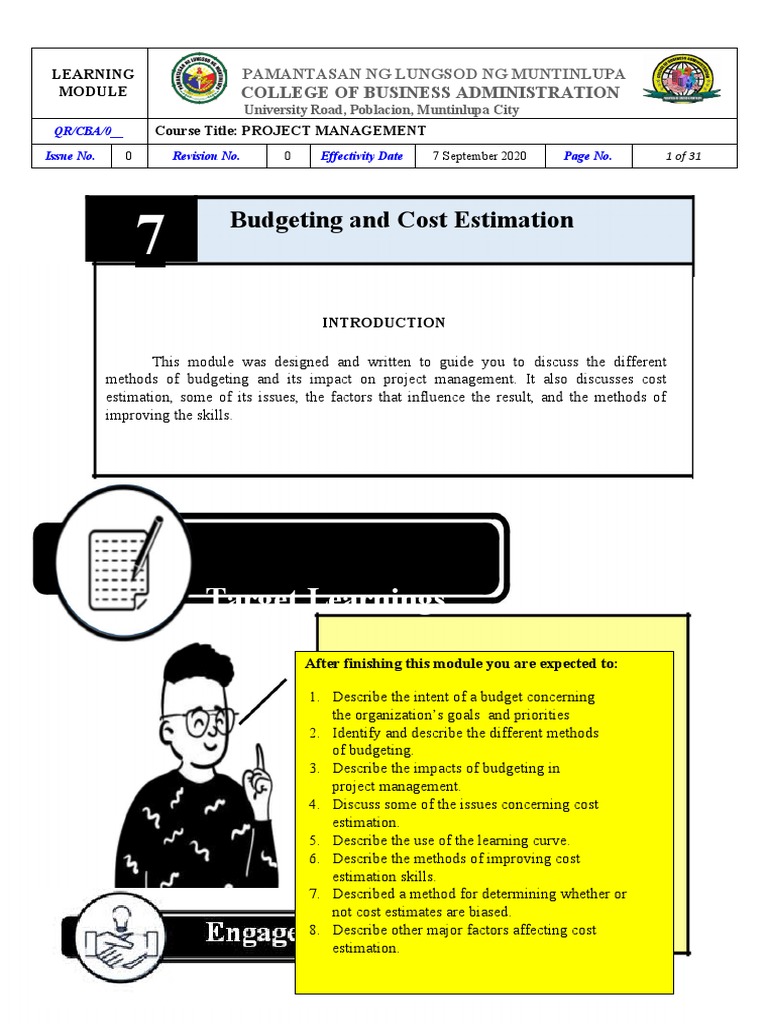 Budgeting and Cost Estimation Guide | PDF | Project Management | Learning