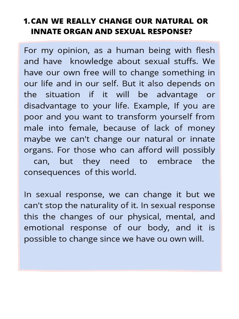 Can We Really Change Our Natural or Inate Organ and Sexual Response | PDF