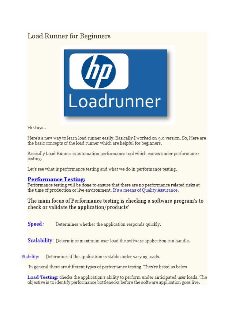 Load Runner For Beginners | PDF | Software Testing | Scripting Language