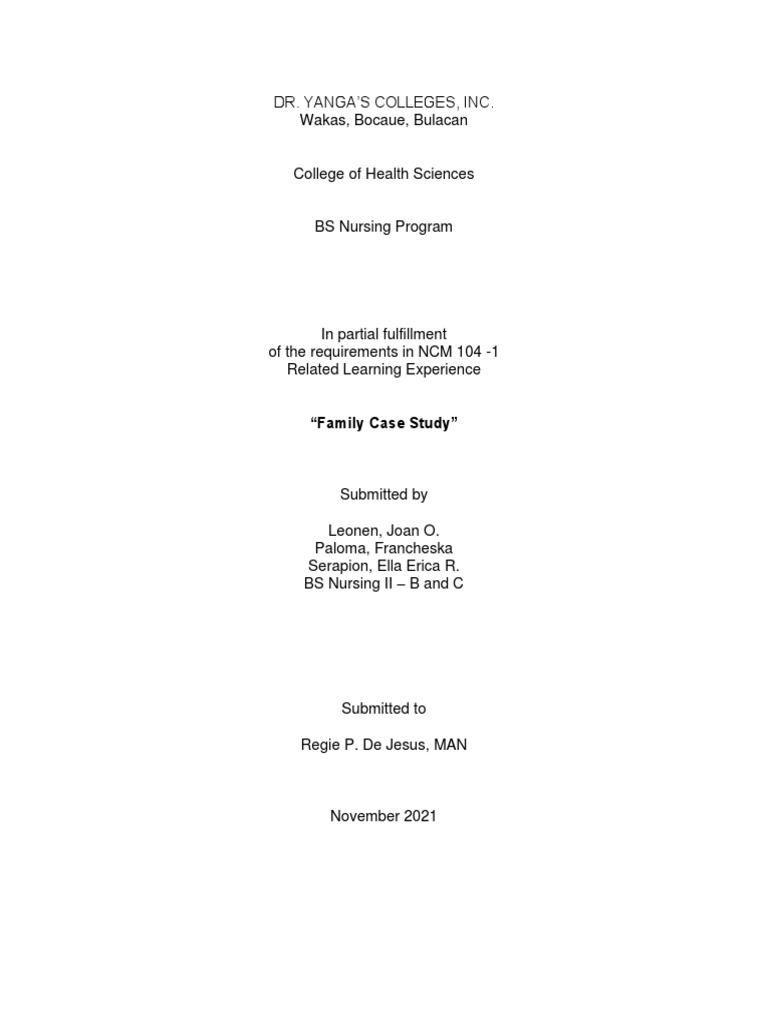 Family Case Study | PDF | Nursing | Human Nature