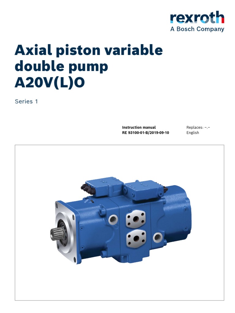Axial Piston Variable Double Pump A20V (L) O: Series 1 | PDF | Safety ...