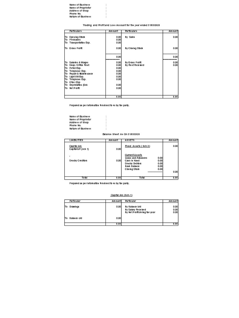 Trading Account Format | PDF | Business | Balance Sheet