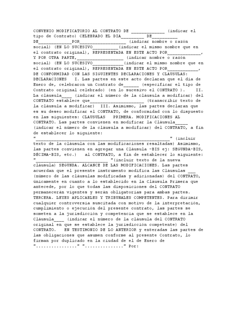 Convenio Modificatorio Al Contrato de | PDF | Jurisdicción | Tratado