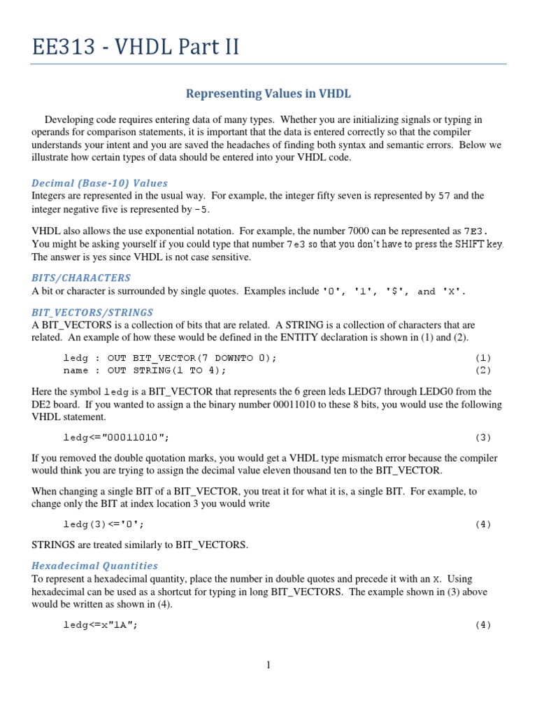 EE313 VHDL Part 02 | PDF | Vhdl | Boolean Data Type