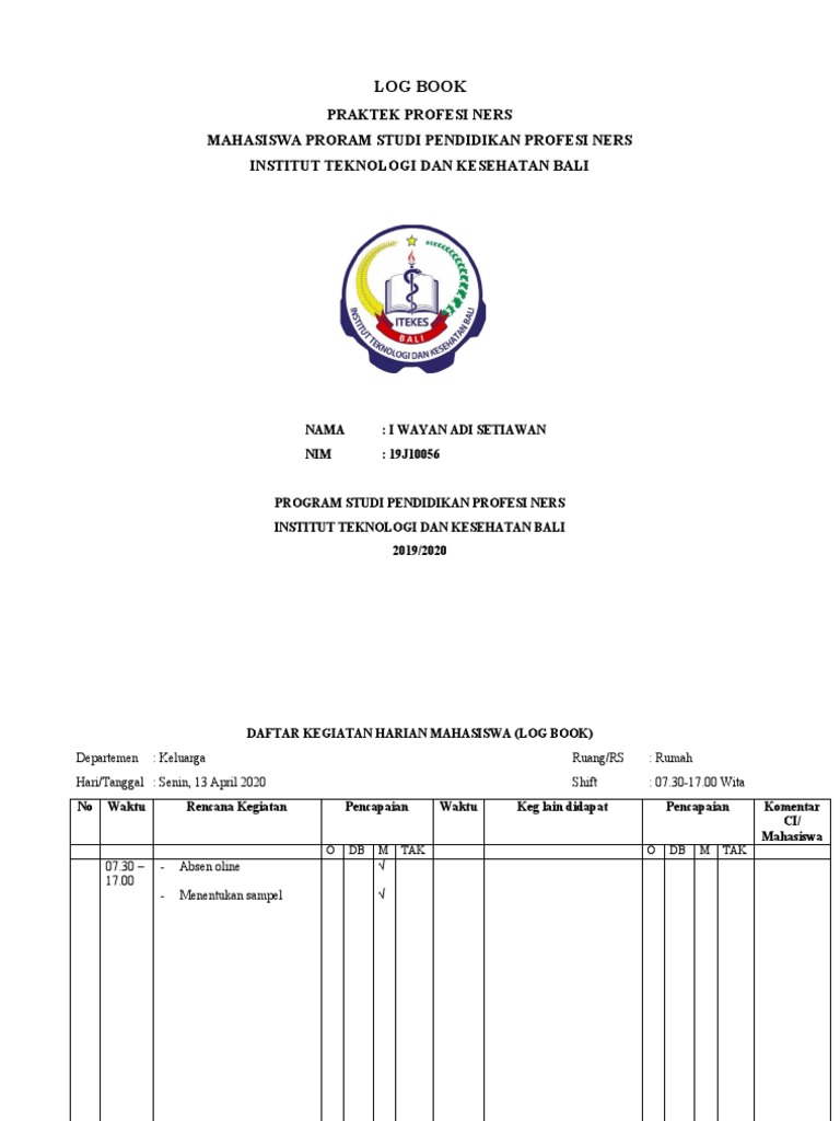 Log Book Praktek Ners Mahasiswa | PDF