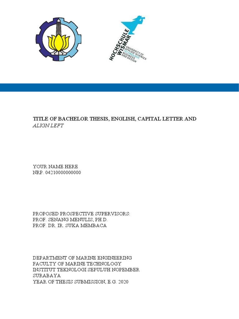 Title of Bachelor Thesis, English, Capital Letter And: Align Left | PDF ...