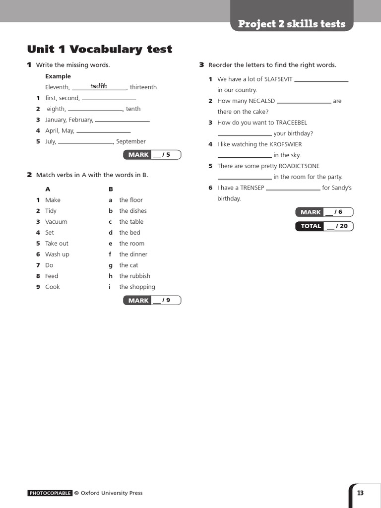 Unit 1 Vocabulary Test: Project 2 Skills Tests | PDF | Foods | Cuisine
