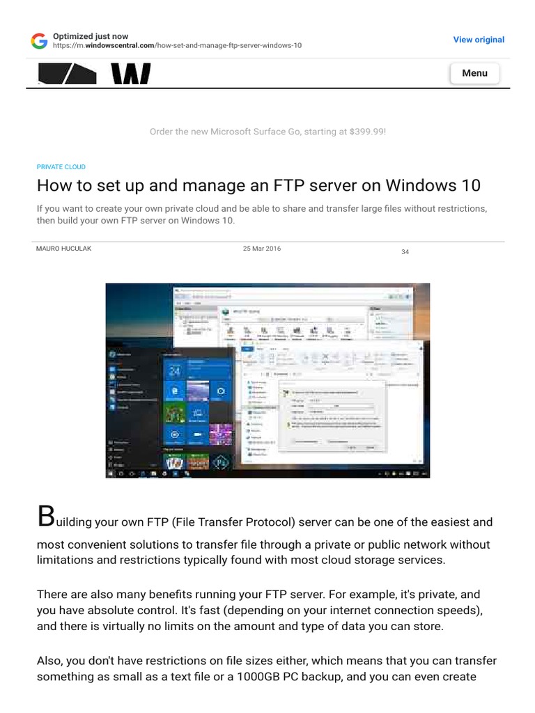 How To Set Up and Manage An FTP Server On Windows 10 Windows Central | PDF | File Transfer ...