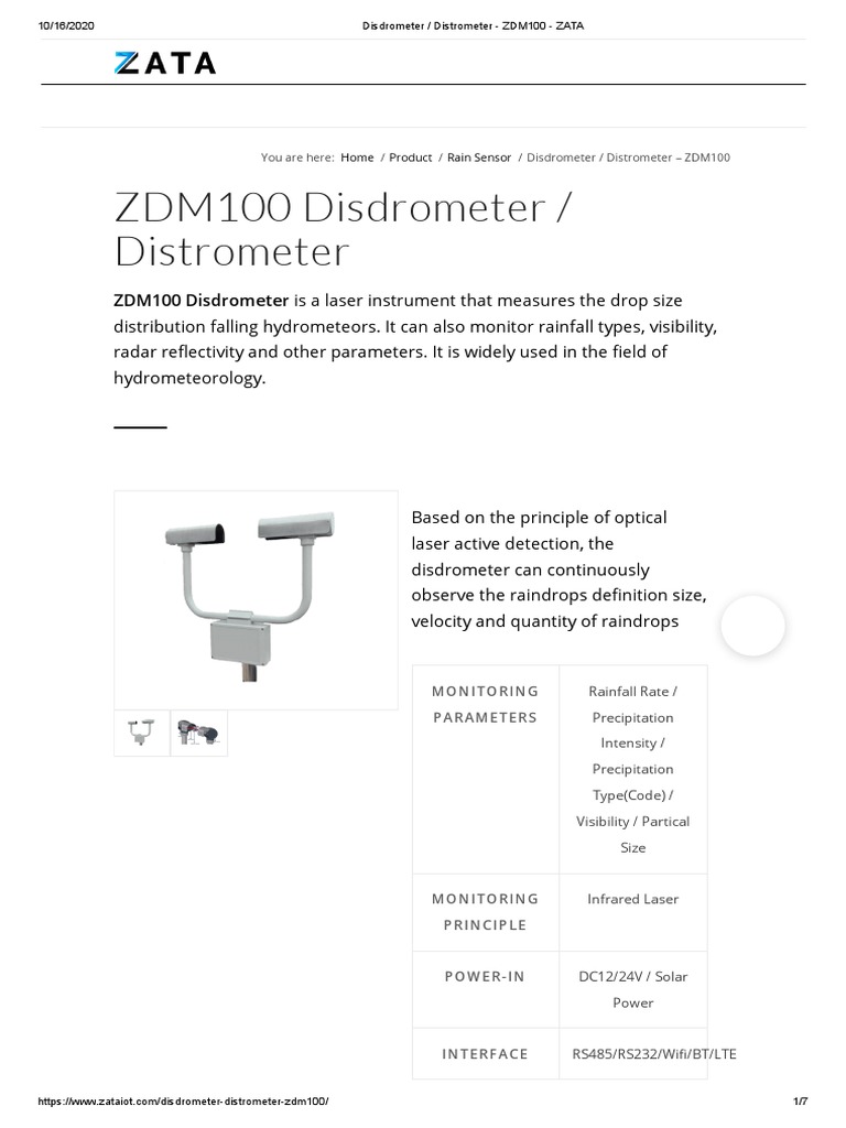 Disdrometer ZDM100 - ZATA | PDF | Precipitation | Rain