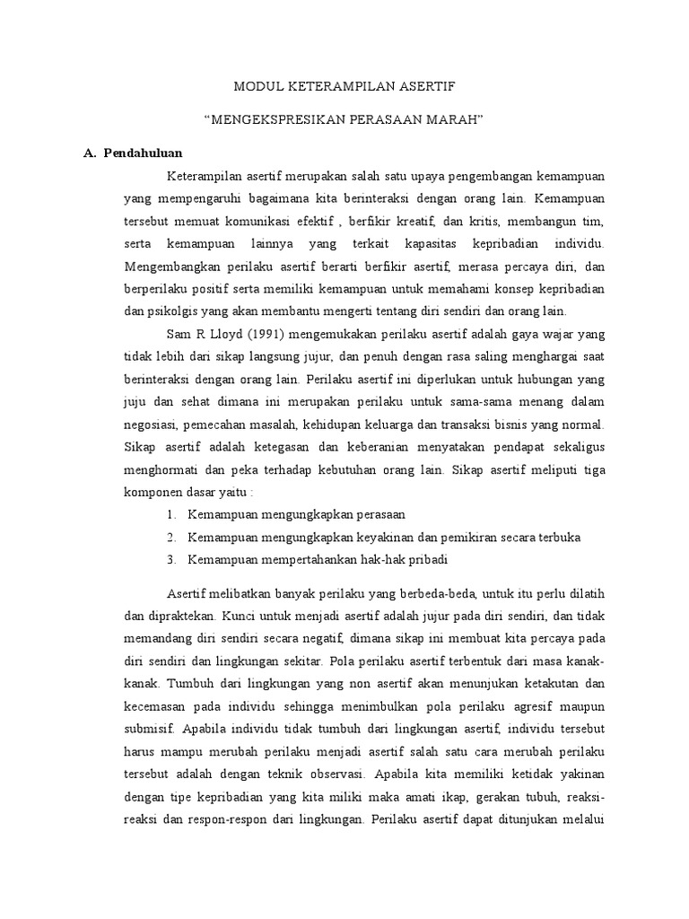 Modul Keterampilan Asertif Ekspresi Marah Revisi | PDF | Karier ...