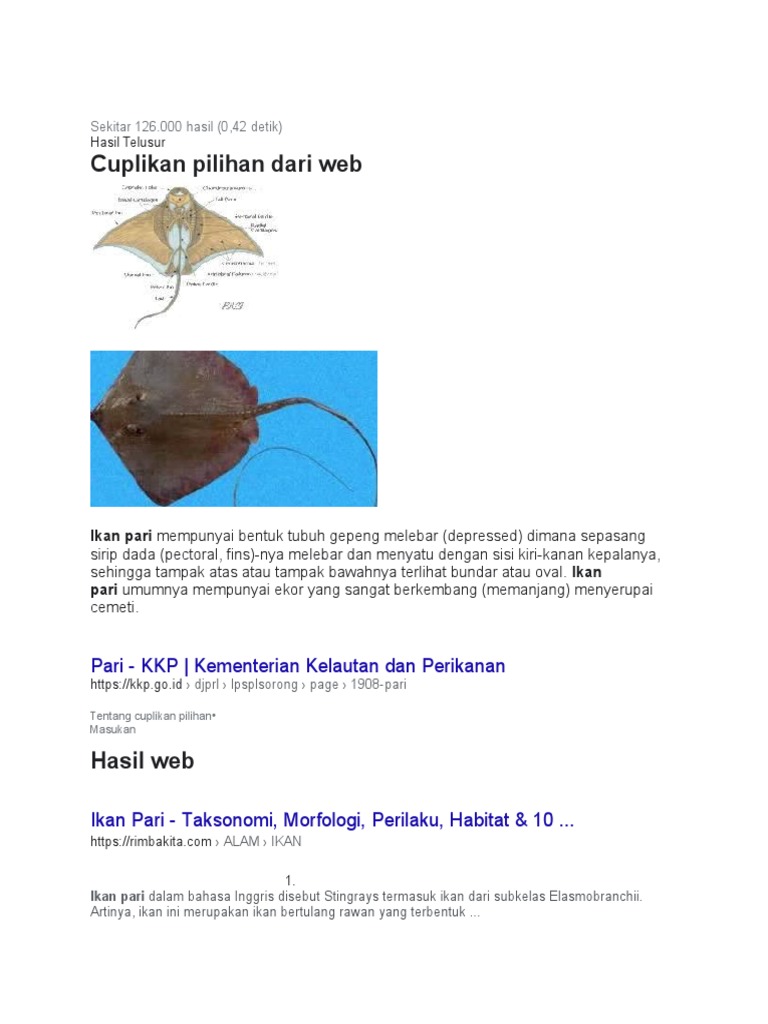 Cuplikan Pilihan Dari Web: Pari - KKP - Kementerian Kelautan Dan Perikanan | PDF