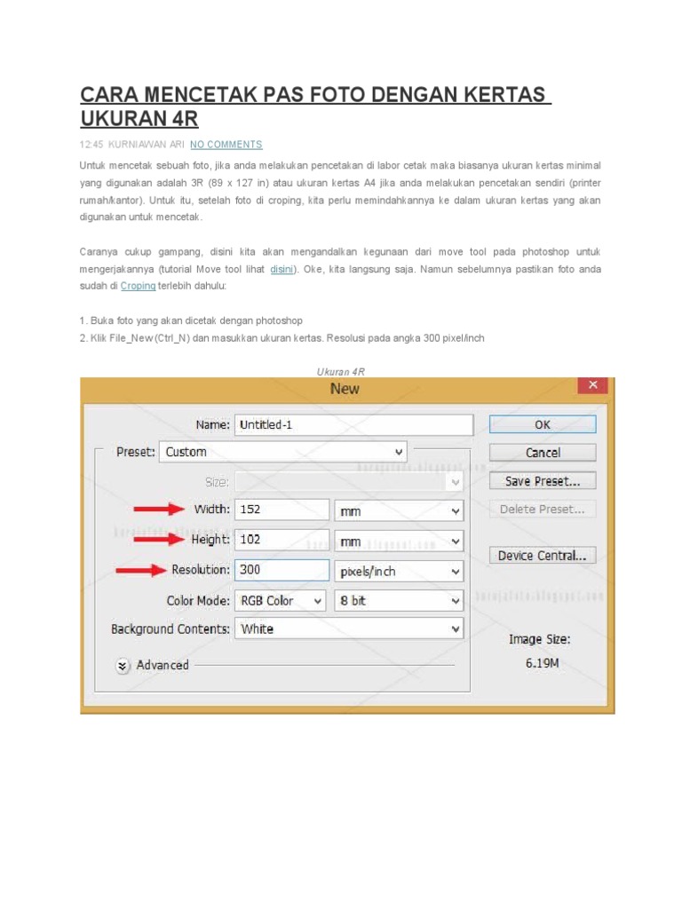 Cara Mengubah Ukuran Foto Menjadi 4R dan Letter | PDF
