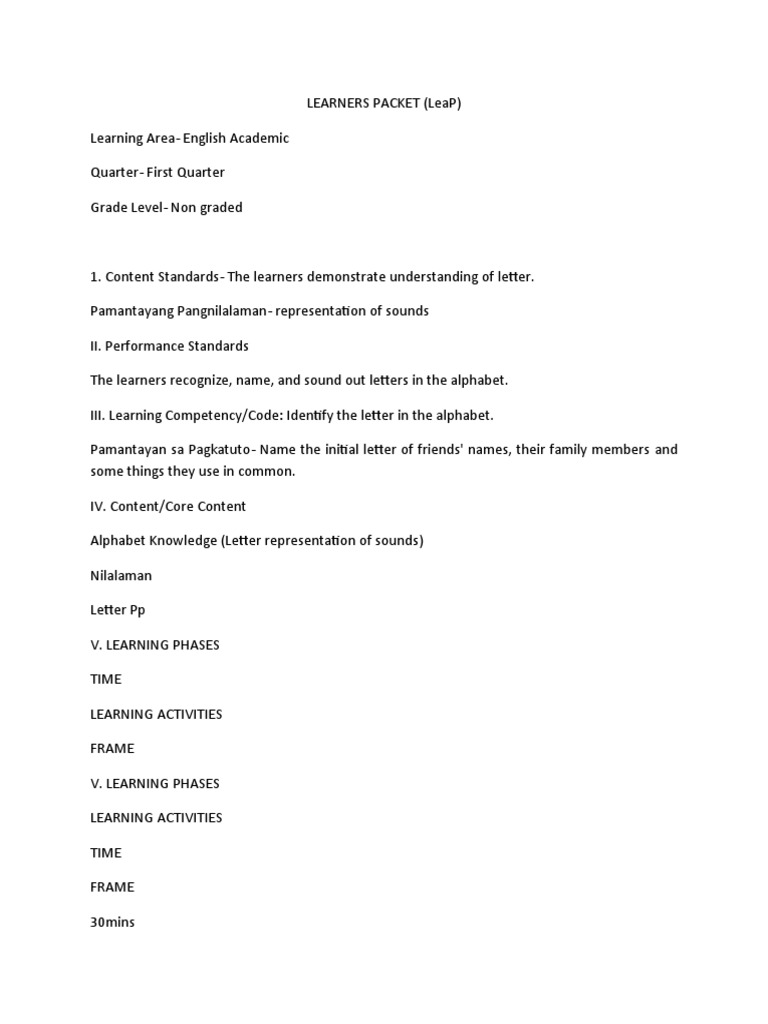 Learners Packet | PDF | Learning | Applied Psychology