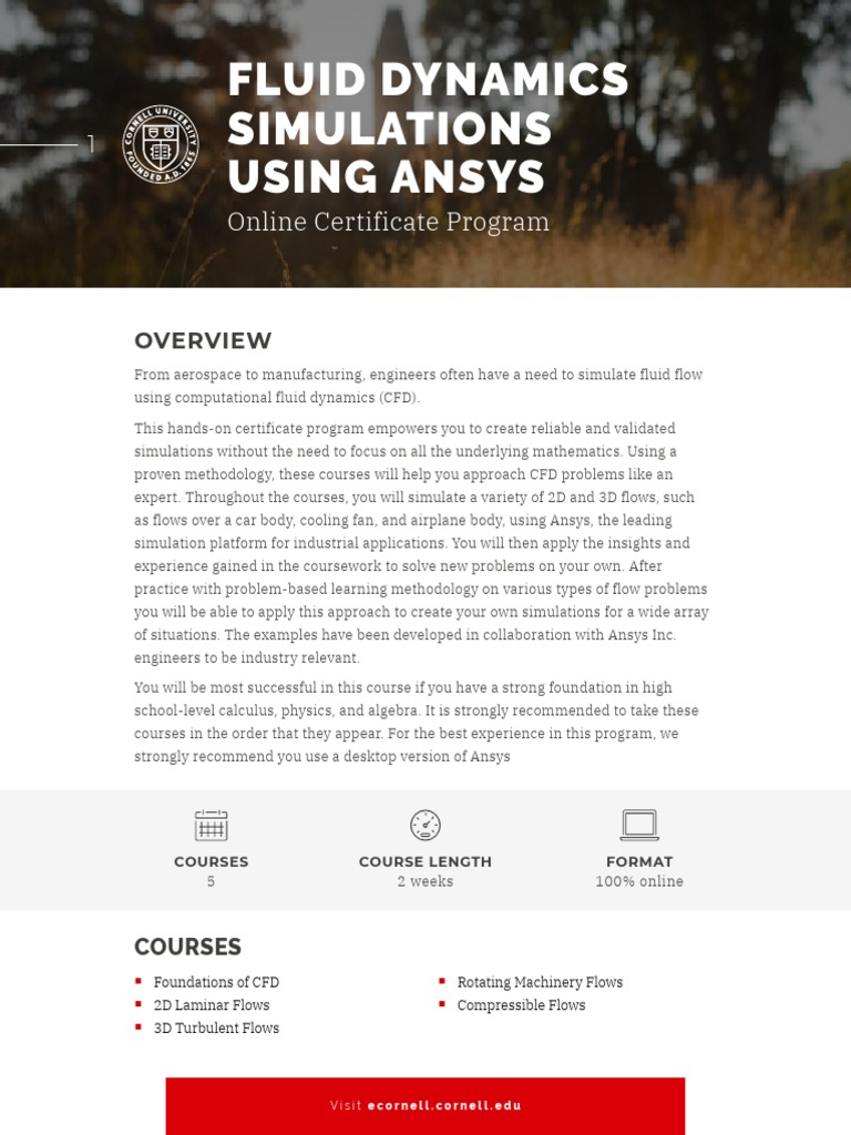 Fluid Dynamics Simulations Using Ansys: Online Certificate Program ...