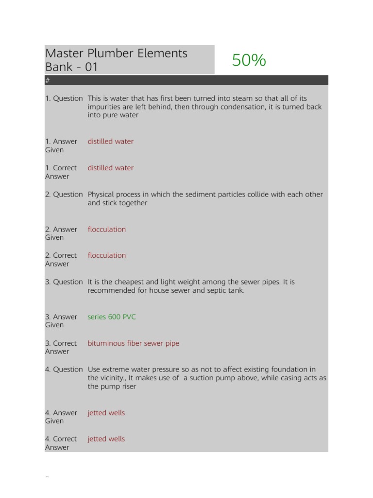 Master Plumber Exam Questions Review | PDF | Pump | Plumbing