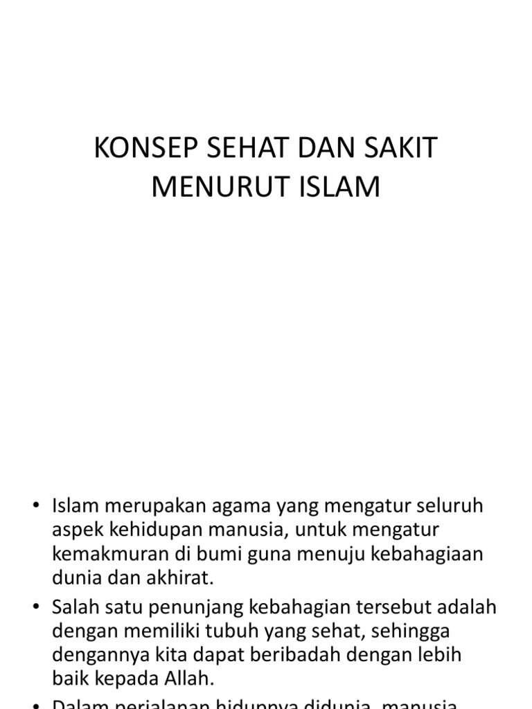 Konsep Sehat Dan Sakit Menurut Islam | PDF | Kesehatan Holistik | Agama ...
