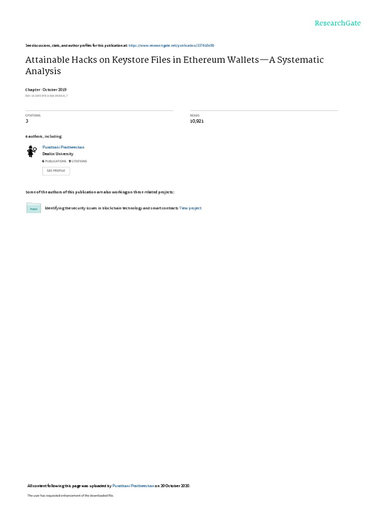 Attainable Hacks On Keystore Files in Ethereum Wallets-A Systematic ...