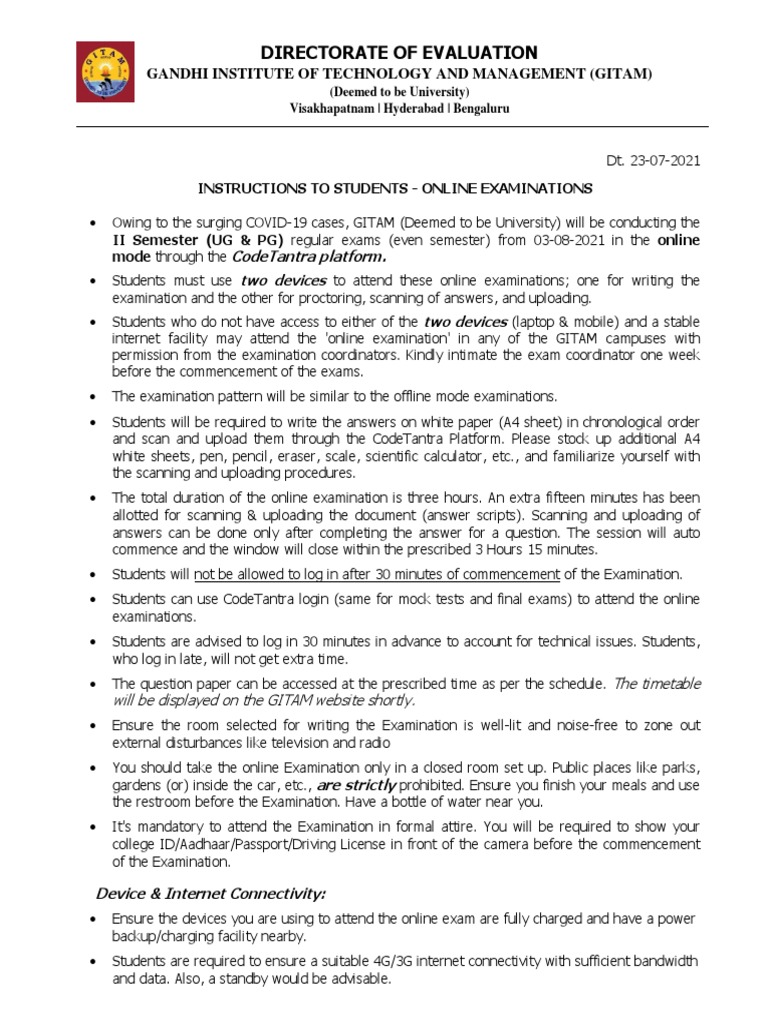 Directorate of Evaluation: Gandhi Institute of Technology and ...