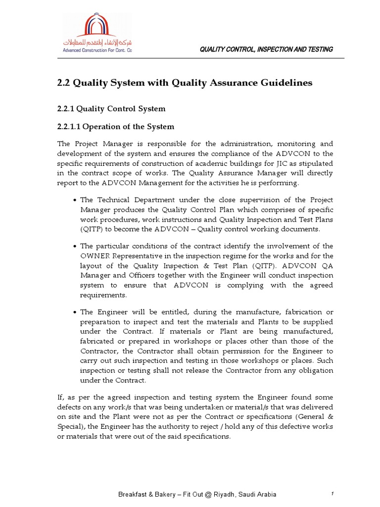 2.2 Quality System With Quality Assurance Guidelines | Download Free ...