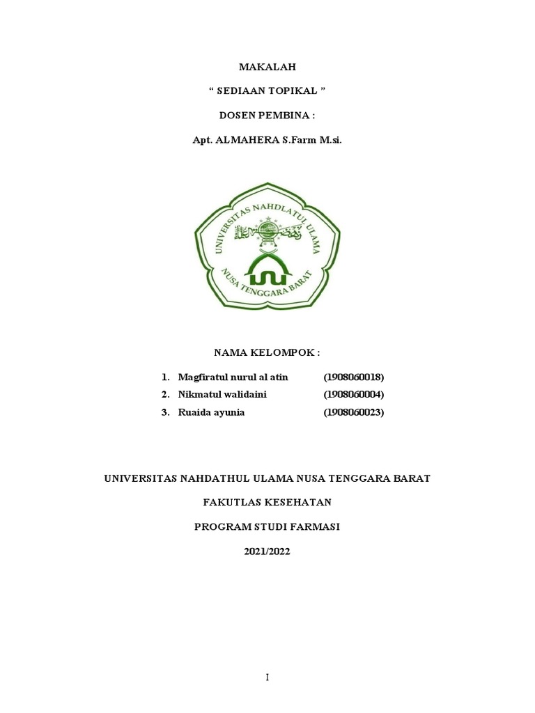 Definisi dan Jenis Sediaan Topikal | PDF | Sains & Matematika