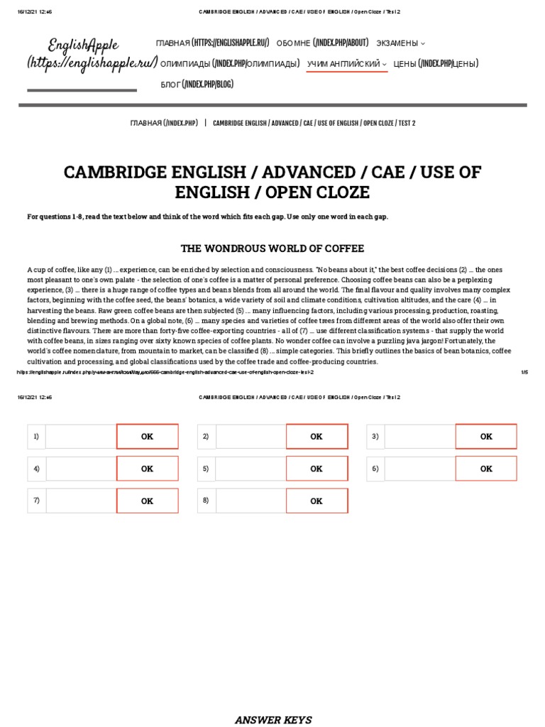 Open Cloze Tests 1 | PDF | English Language | Adverb