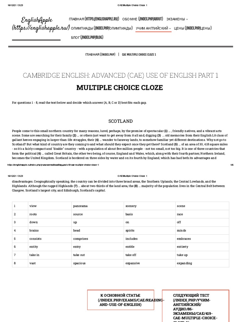 Multiple Choice Cloze Tests 1 | PDF | Meteoroid | Microscope