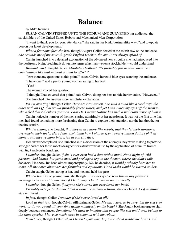 Mike Resnick - Balance | PDF | Young Adult