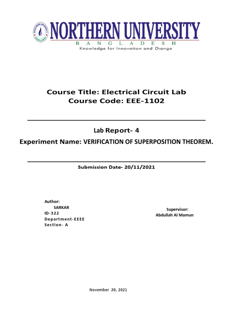 Verification Of Superposition Theorem Pdf Electrical Network Force
