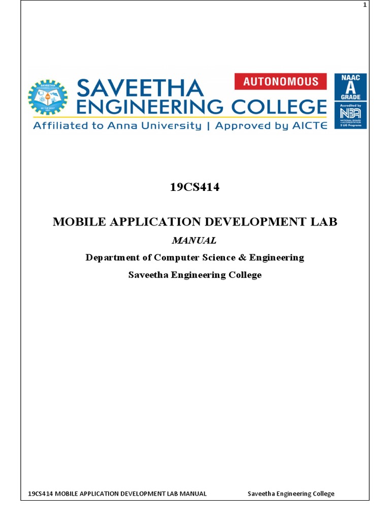 Mobile Application Development Lab Manual | PDF | Mobile App | Android (Operating System)