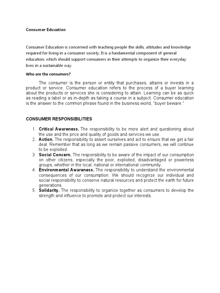 Lesson A Consumer Education | PDF | Sustainability | Economies