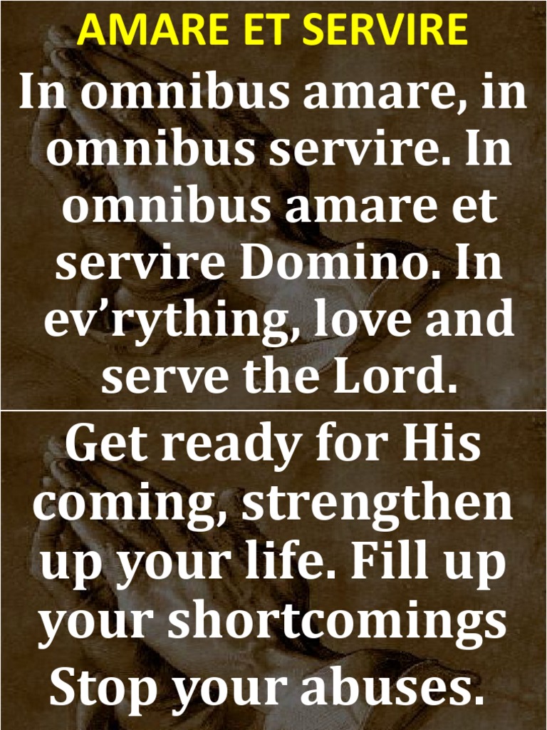 In Omnibus Amare, in Omnibus Servire. in Omnibus Amare Et Servire ...
