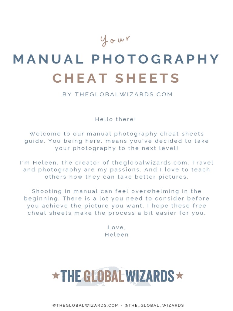 Cheat Sheet Manual Photography FREE Printable 1 | PDF | Camera ...
