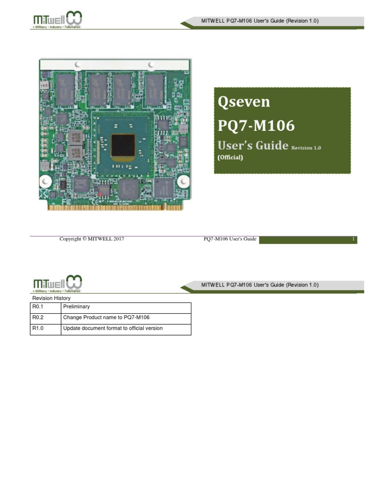 Qseven PQ7-M106: User's Guide | PDF | Bios | Computing