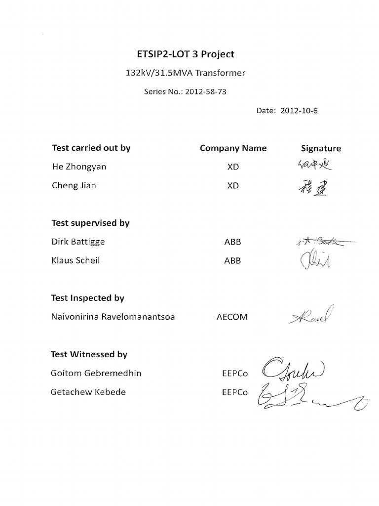 Legetafo 132kv Trafo 1 | PDF