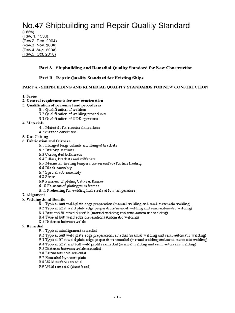 No.47 Shipbuilding and Repair Quality Standard | PDF