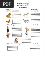 Final Term Exam Class Nursery: Paper Maths Marks 40 | PDF