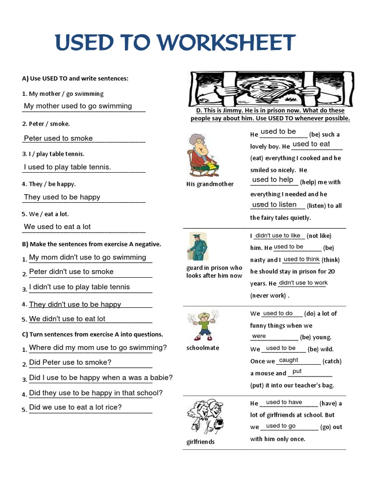 Used To Grammar Worksheet | PDF