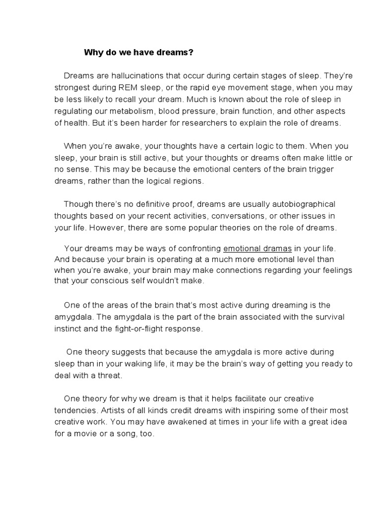Why Do We Have Dreams? | PDF | Dream | Sleep