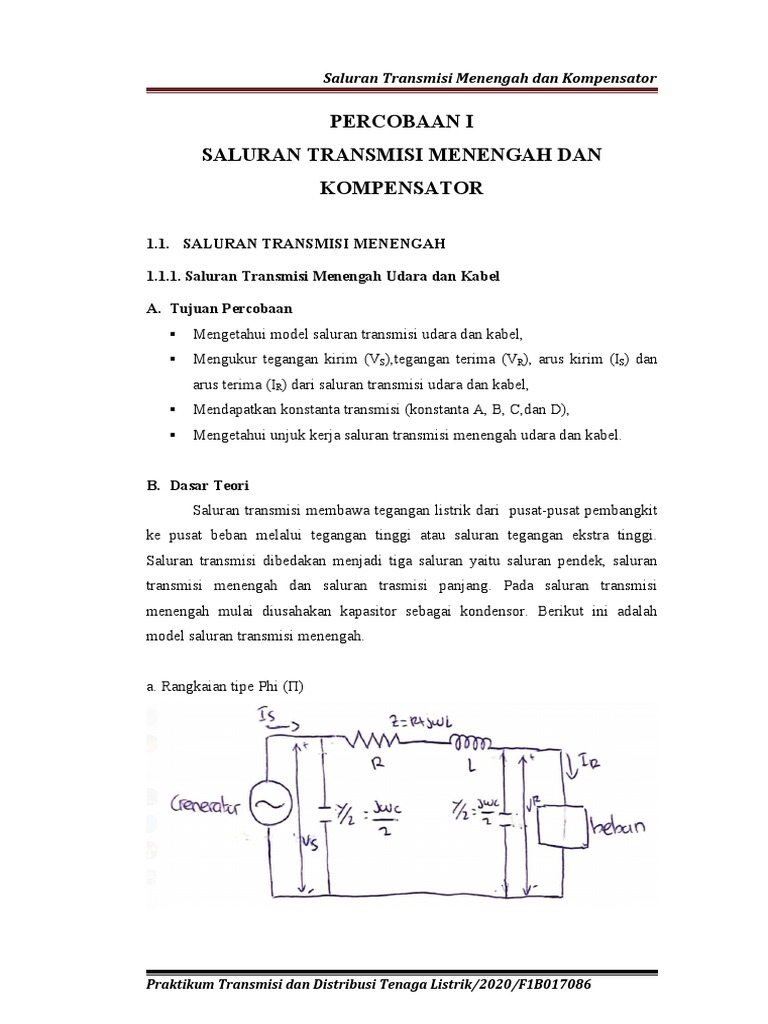 Modul 1 Saluran Transmisi Menengah Dan Kompensator Final EDIT | PDF ...