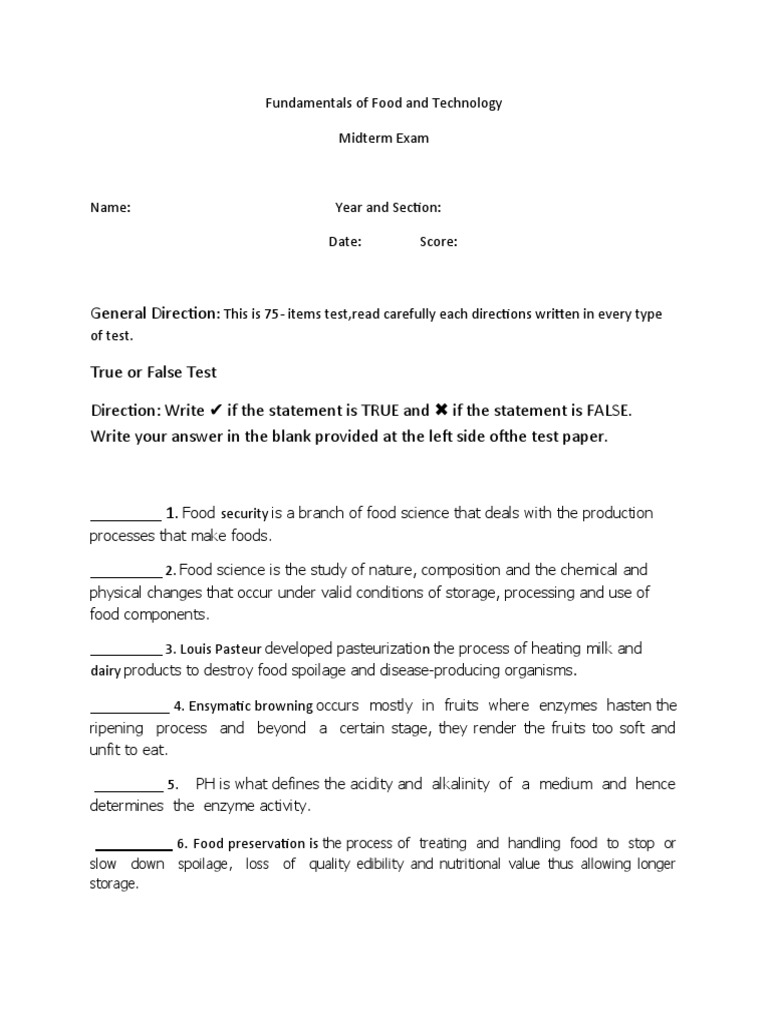 Food Technology Midterm Exam Review | PDF | Foods | Milk