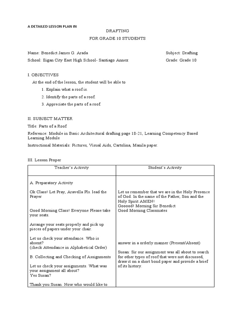 ARADA The Final Detailed Lesson Plan | PDF | Lesson Plan