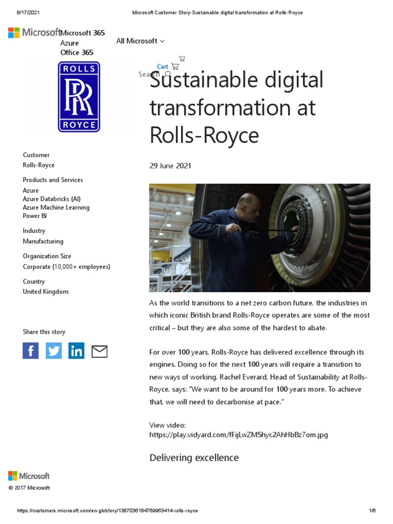 Case Study - Sustainable Digital Transformation at Rolls-Royce | PDF | Microsoft | Microsoft Azure