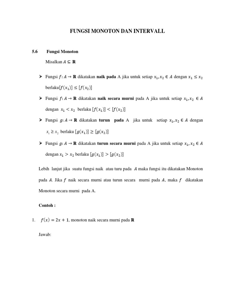 Fungsi Monoton dan Interval Matematis | PDF