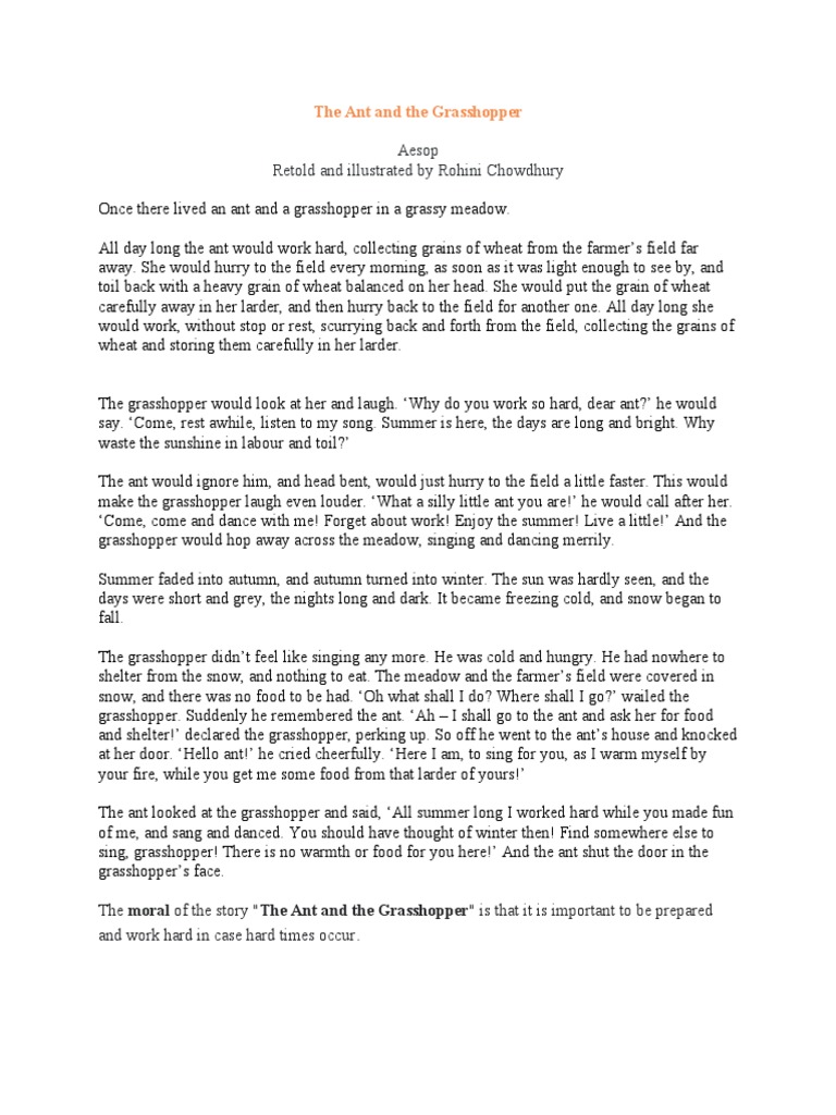 The Ant and The Grasshopper | PDF