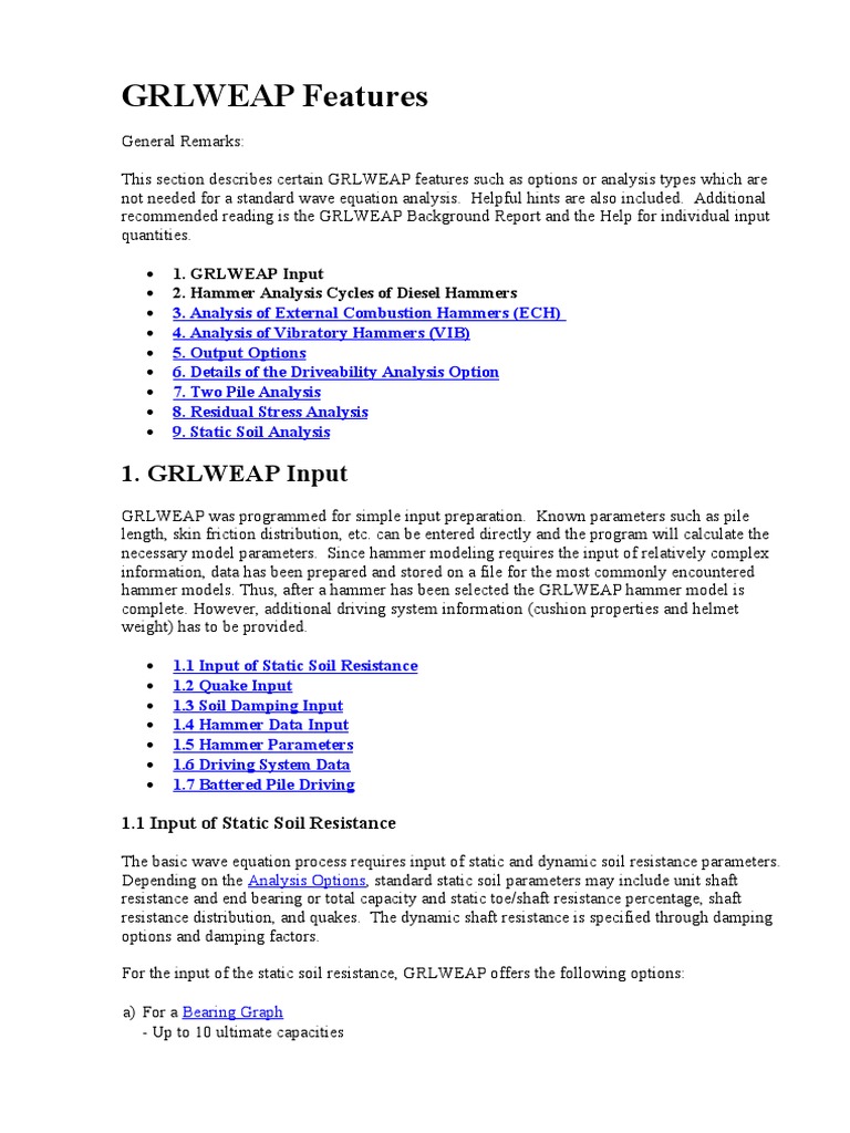 GRLWEAP Features - англ | PDF | Young's Modulus | Diesel Engine