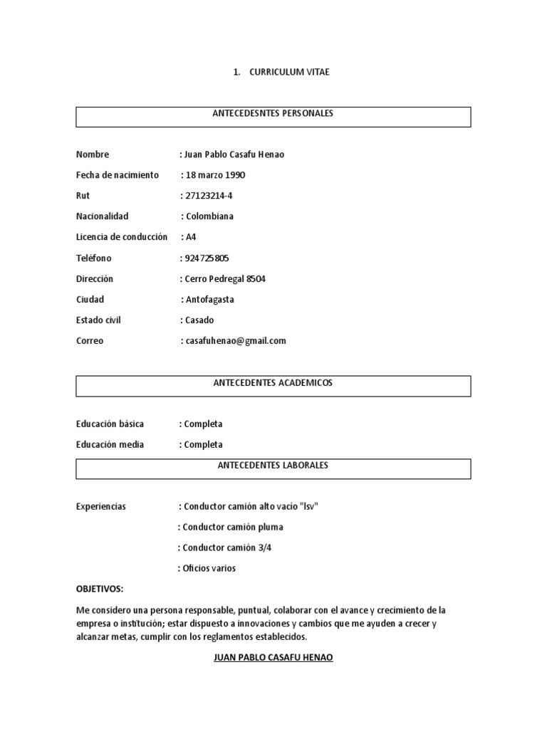 CURRICULUM VITAE Juan Pablo | PDF