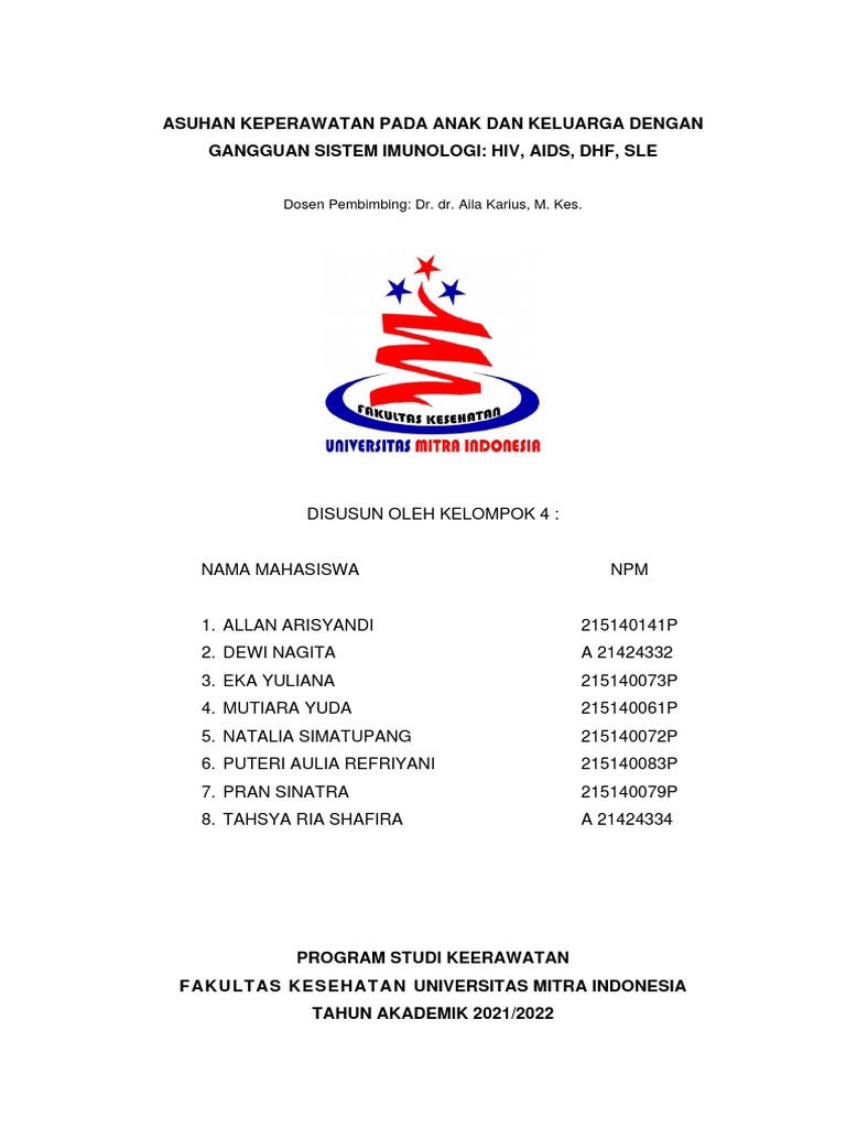 Askep Anak Dan Keluarga Dengan Gangguan Sistem Imunologi (DHF, Sle. Hiv ...