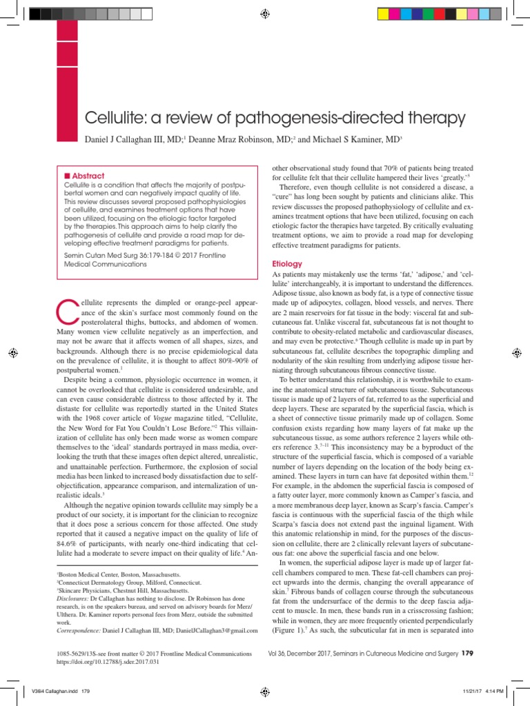 Cellulite: A Review of Pathogenesis-Directed Therapy | PDF | Adipose ...