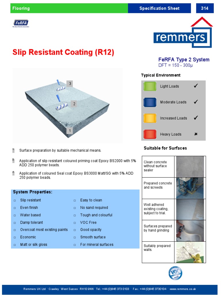 Slip Resistant Coating (R12) : Ferfa Type 2 System | PDF | Epoxy | Paint